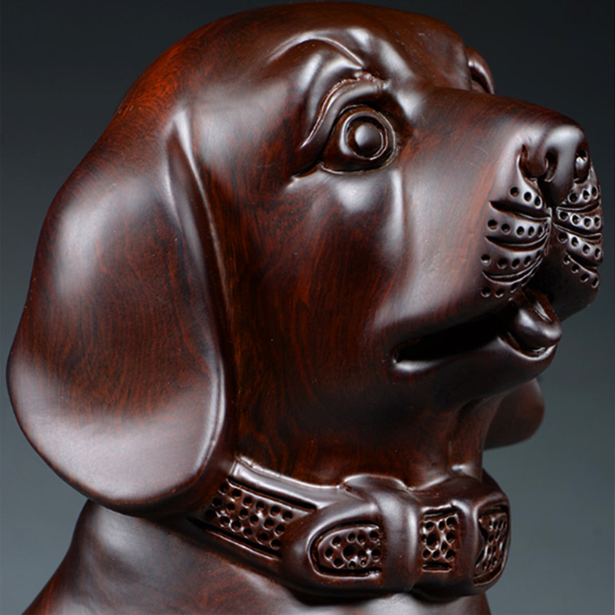Statue Chien en Bois Foncé | Ma Statue France